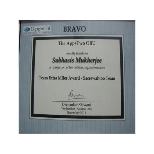 Team Extra Milier Award - Capgemini | PPT