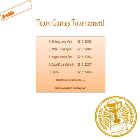 Team Game Tournament | PPTX
