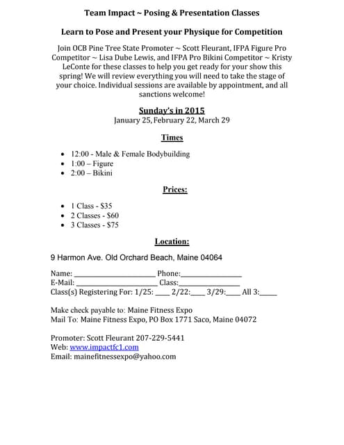 Team Impact ~ Posing & Presentation Classes | PDF