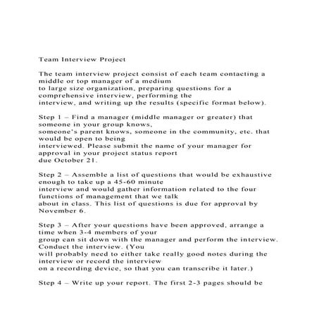 Team Interview Project The team interview project consist .docx