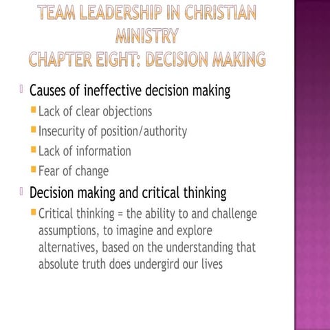 Team leadership in christian ministry week eight | PPT