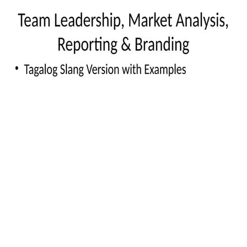 Tagalog Slang Guide to Sales Leadership, Market Trends, and Branding | PPTX