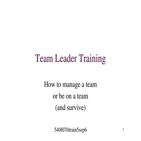 Team Leader Training | PDF