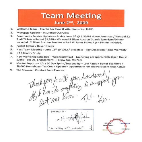 Team Meeting Agenda Notes for Realtor Icons / Research Forest Office ...