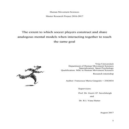 The extent to which soccer players construct and share analogous mental ...