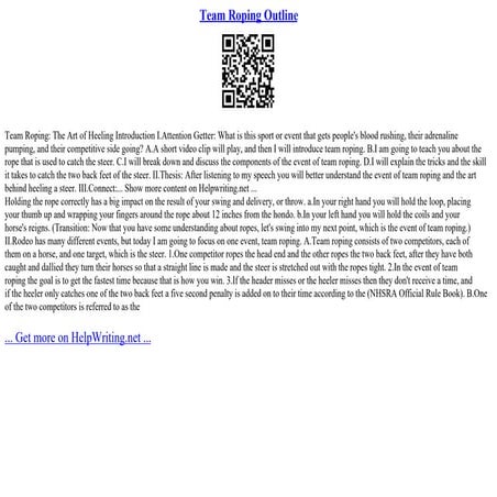 Team Roping Outline | PPT