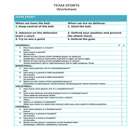 This is my worksheet about team sports | DOC