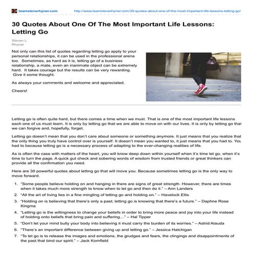 30 QUOTES ABOUT ONE OF THE MOST IMPORTANT LIFE LESSONS: LETTING GO ...