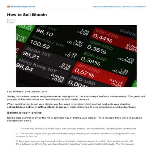 HOW TO SELL BITCOIN | PDF | Credit Cards | Personal Debt