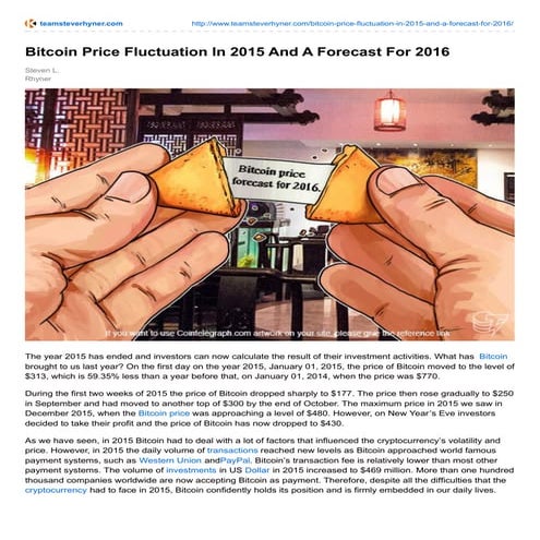 Bitcoin Price Fluctuation In 2015 And A Forecast For 2016 Pdf Currencies Economy