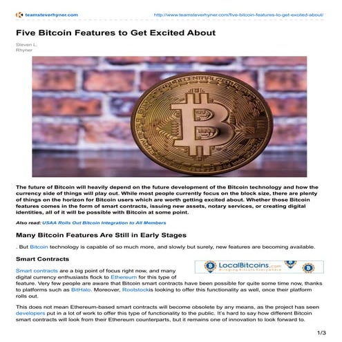 FIVE BITCOIN FEATURES TO GET EXCITED ABOUT | PDF
