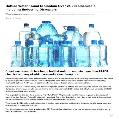BOTTLED WATER FOUND TO CONTAIN OVER 24,000 CHEMICALS, INCLUDING ...