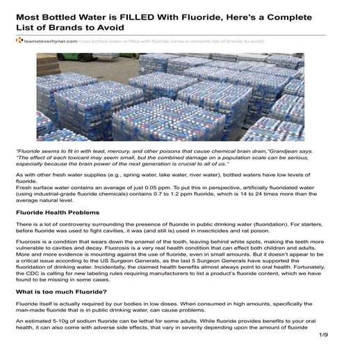 MOST BOTTLED WATER IS FILLED WITH FLUORIDE, HERE’S A COMPLETE LIST OF ...