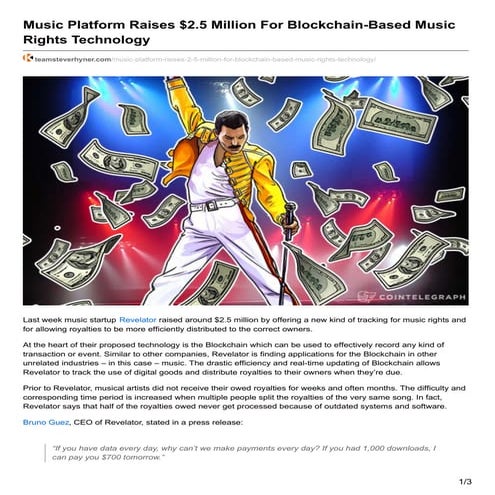 MUSIC PLATFORM RAISES $2.5 MILLION FOR BLOCKCHAIN-BASED MUSIC RIGHTS ...