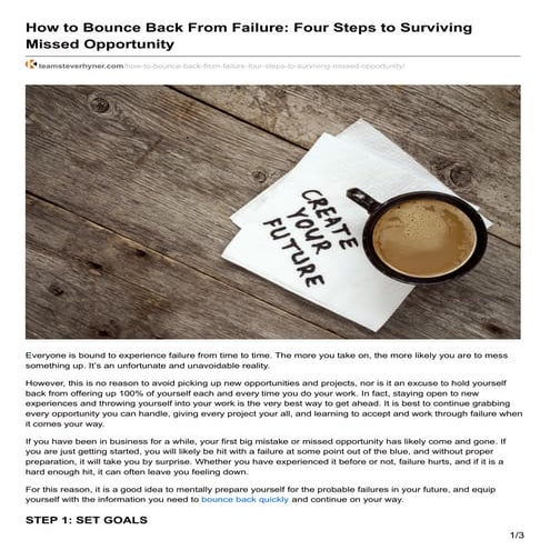 HOW TO BOUNCE BACK FROM FAILURE: FOUR STEPS TO SURVIVING MISSED ...