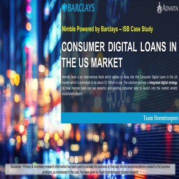 Barclays - Case Study Competition | ISB | National Finalist | PPTX