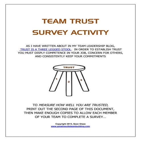 Team trust survey activity | PDF | Business and Finance