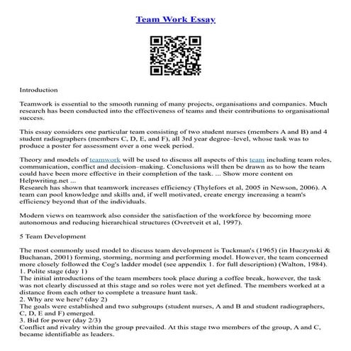 Team Work Essay | PDF