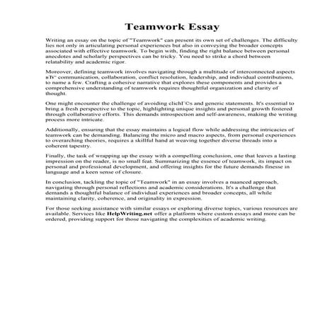 Teamwork Essay | PDF