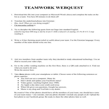 Teamwork Webquest | PDF