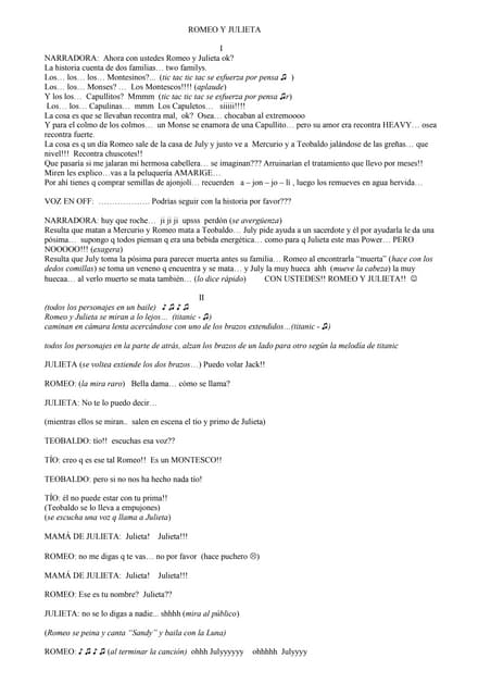 Guion de romeo y Julieta, traducido al ingles y al español | PDF