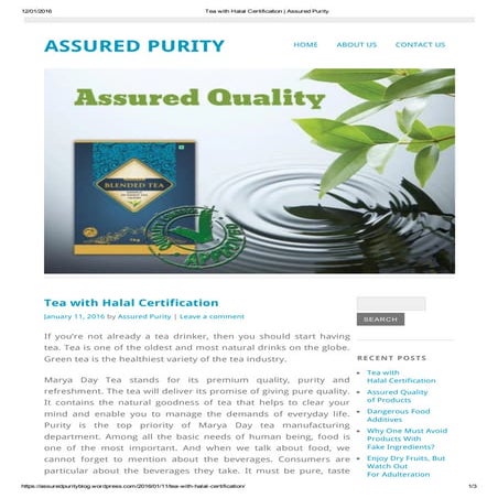 Tea with halal certification | assured purity | PDF