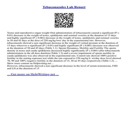 Tebuconazoles Lab Report | PDF