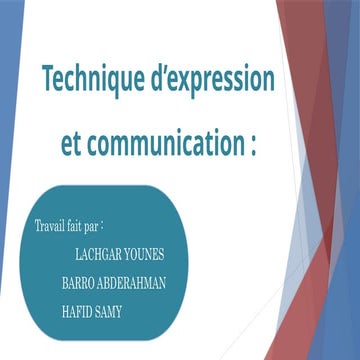 TECHNIQUE D'EXPRESSION ET COMMUNICATION EN FARNCAIS | PPTX