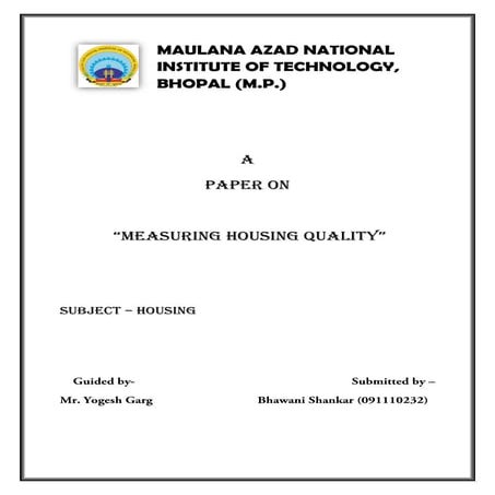 Measuring housing quality | PDF