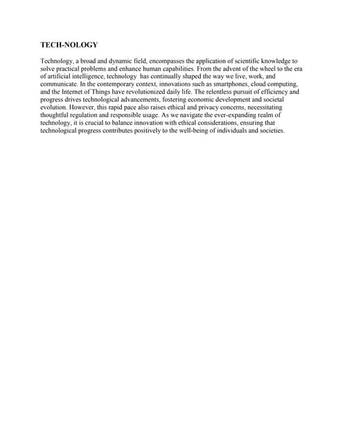 The Role of Technology in our Modern Life | PDF