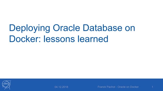 Oracle Database On Docker Ppt
