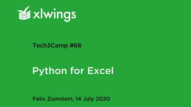 Tech3camp Meetup Python For Excel Ppt