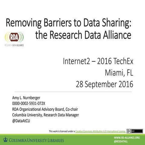 Removing Barriers to Data Sharing: the Research Data Alliance | PDF