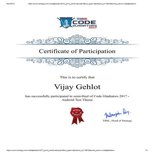 Techgig certificate | PDF