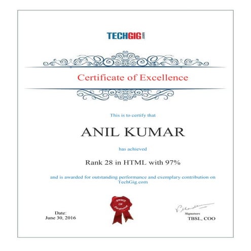 Certificate of HTML | PDF