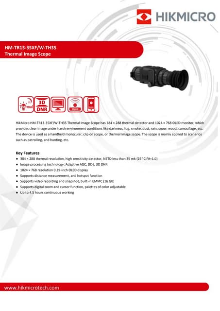 Hik Micro Owl OH35 Specification | Optics Trade | PDF