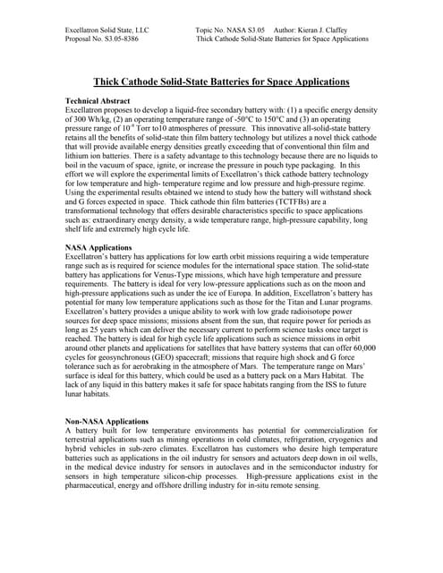 Quad chart s3.05 NASA sbir_kieran_claffey | PPT