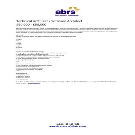 Technical Architect, Software Architect job in London, see @niruban_abrs | PDF