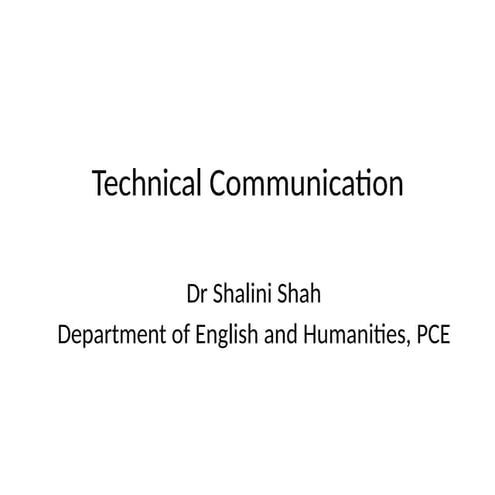 TECHNICAL COMMUNICATION PRESENTTATION UNIT | PPT