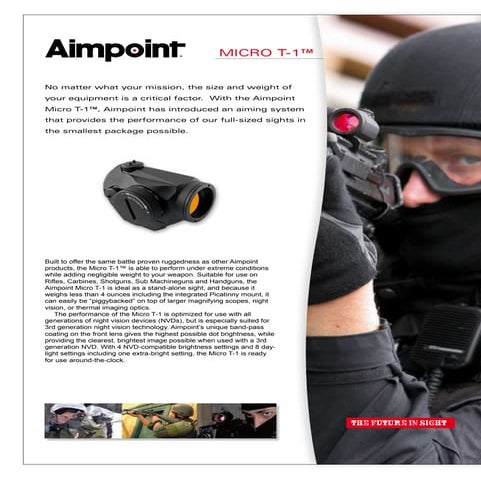Technical data AIMPOINT Micro T-1 | Optics Trade | PDF