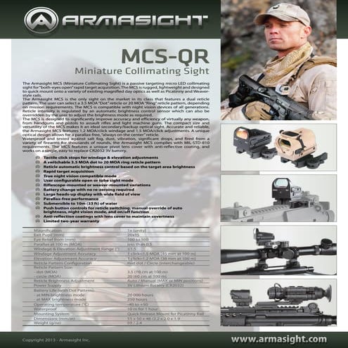 Technical data ARMASIGHT Collimating Sight MCS-QR | Optics Trade | PDF ...
