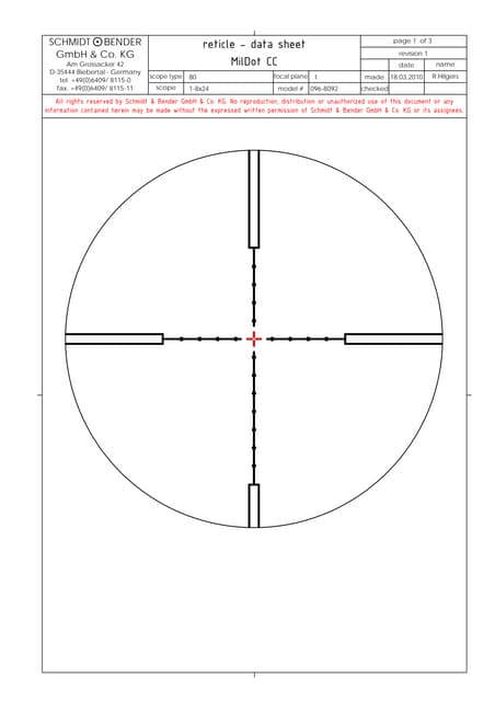 Technical data SCHMIDT & BENDER P3L (Mil-Dot) Riflescopes Reticles ...