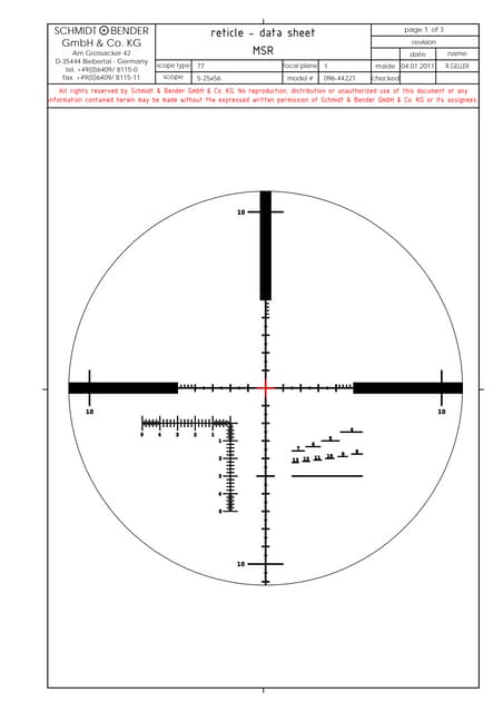 Technical data SCHMIDT & BENDER P3L (Mil-Dot) Riflescopes Reticles ...
