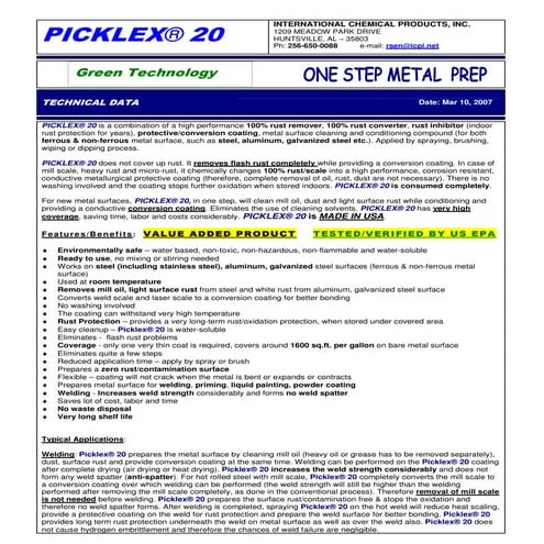 Technical Data Sheet For Picklex 20 | PDF