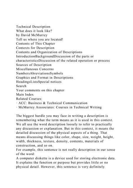 Describing Technical Object | PPTX | Physics | Science