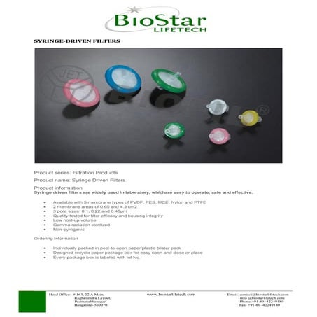Technical details of syringe driven filters | PDF