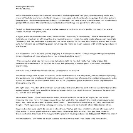 Interview Transcript for magazine | DOCX
