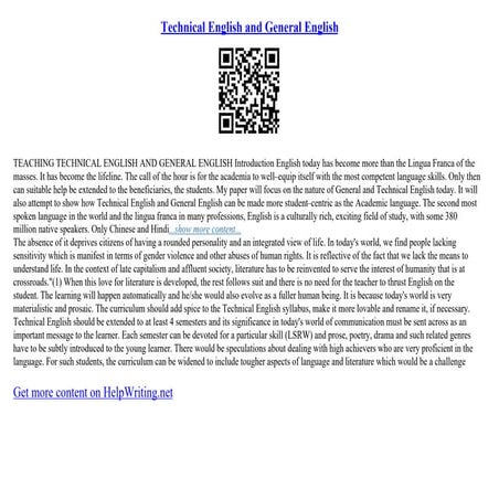 Technical English And General English | PDF
