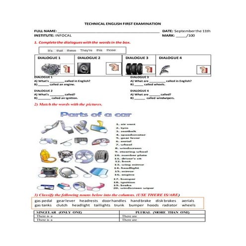 Technical english first examination | DOCX
