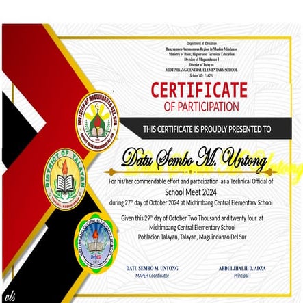 Technical official certificate for school | PPTX